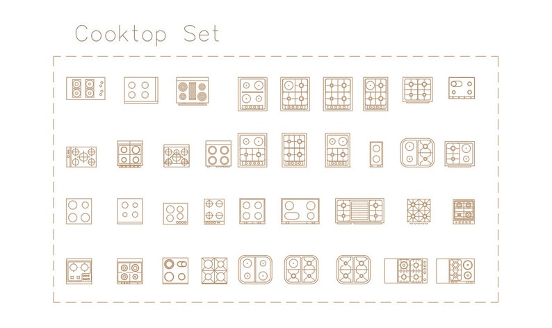 Premium Autocad Kitchen Fixtures Library: 50 Cooktop and Sink Blocks - Etsy