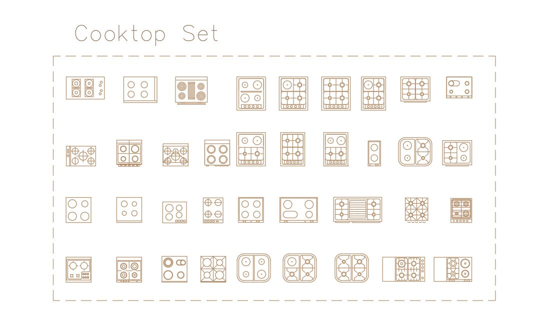 Premium Autocad Kitchen Fixtures Library: 50 Cooktop and Sink Blocks - Etsy
