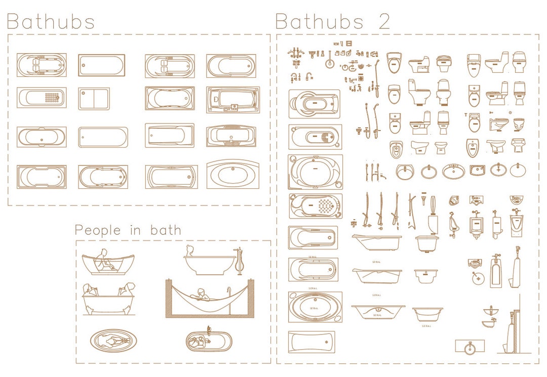 Autocad, DWG - 2D View and Plan - Bath Accessories Set 3 - Etsy