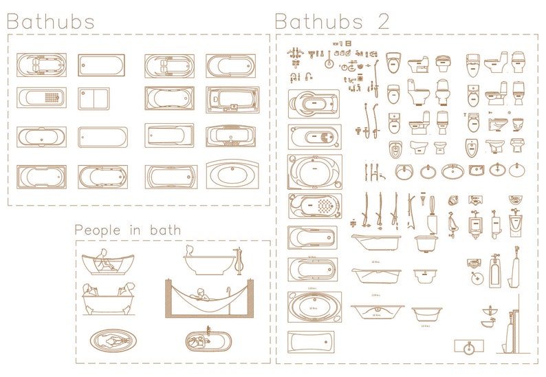 Autocad, DWG - 2D View and Plan - Bath Accessories Set 3 - Etsy