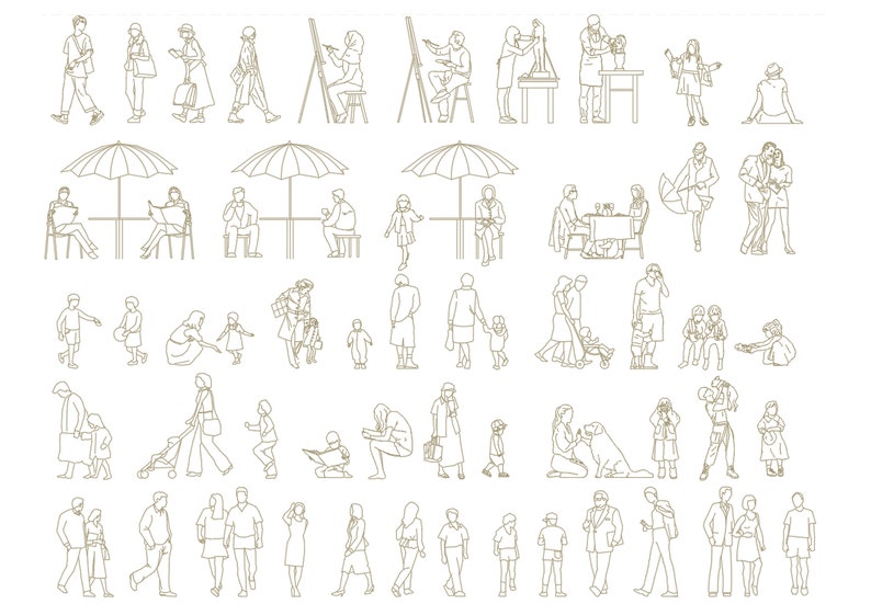 Autocad, DWG - 2D View and Plan People, Made Blocks - Etsy