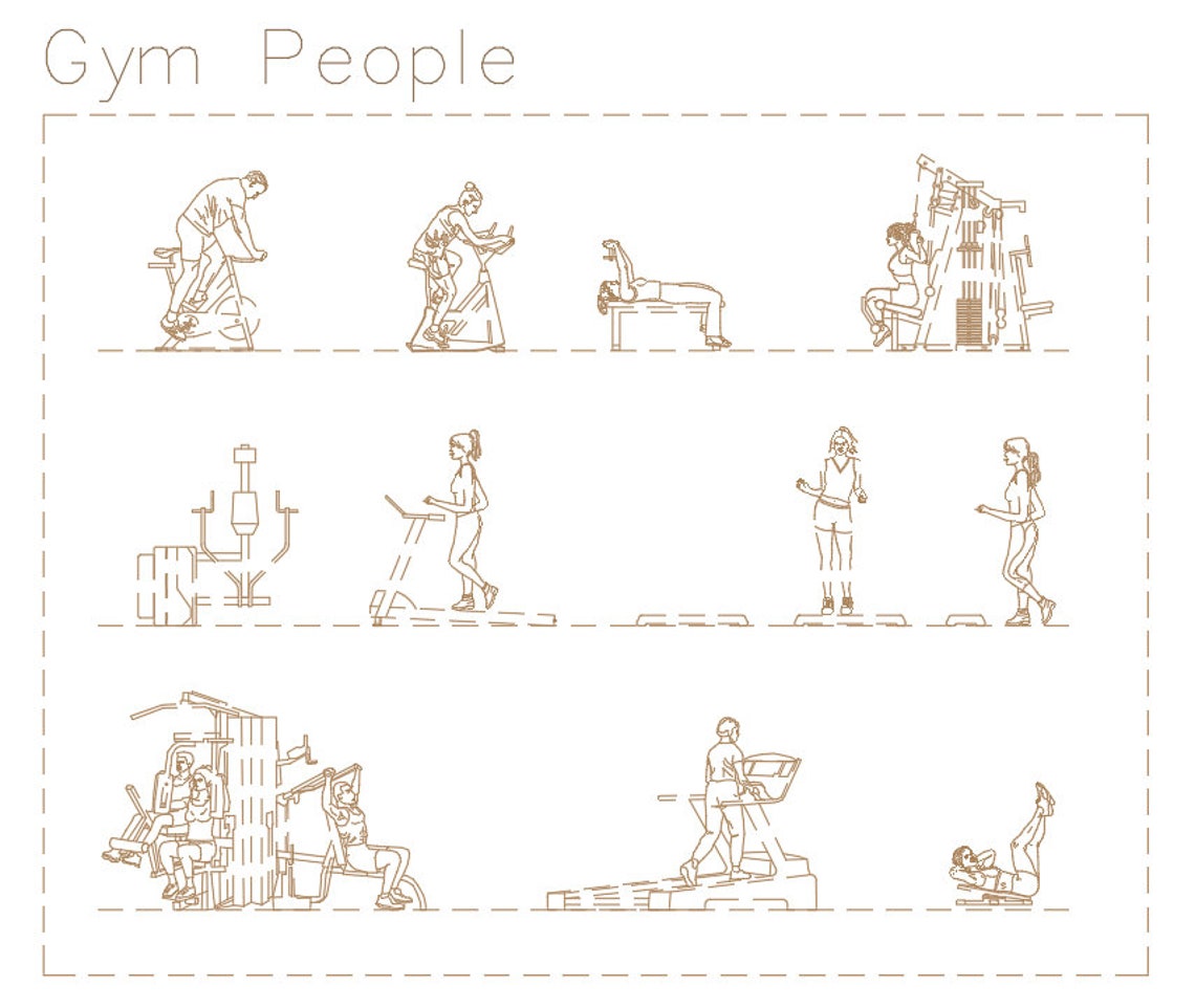 Autocad, DWG - 2D View and Plan - Gym Accessories Set - Etsy