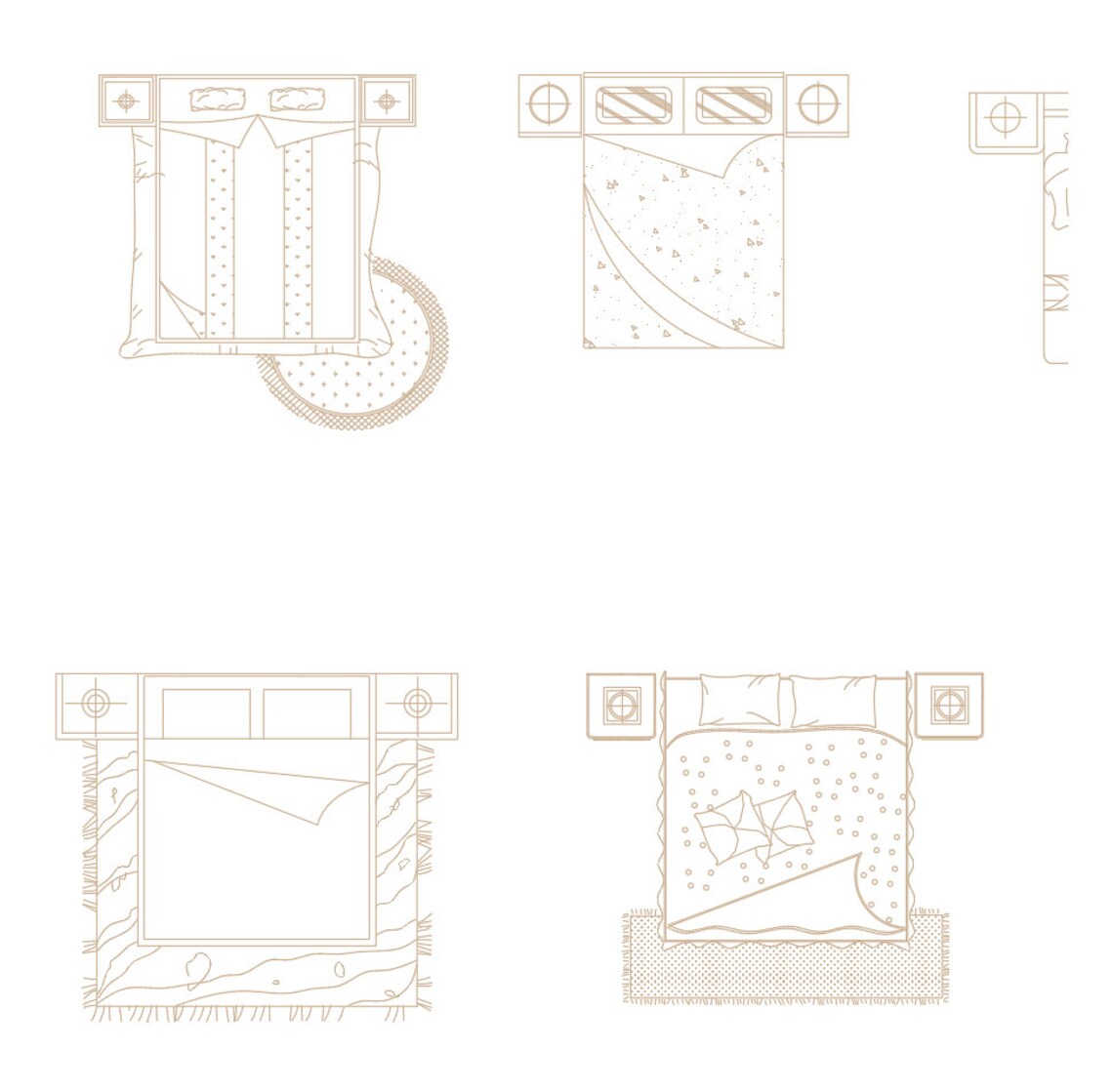 Premium Autocad Furniture Library: 38 Bed Plan Blocks - Etsy