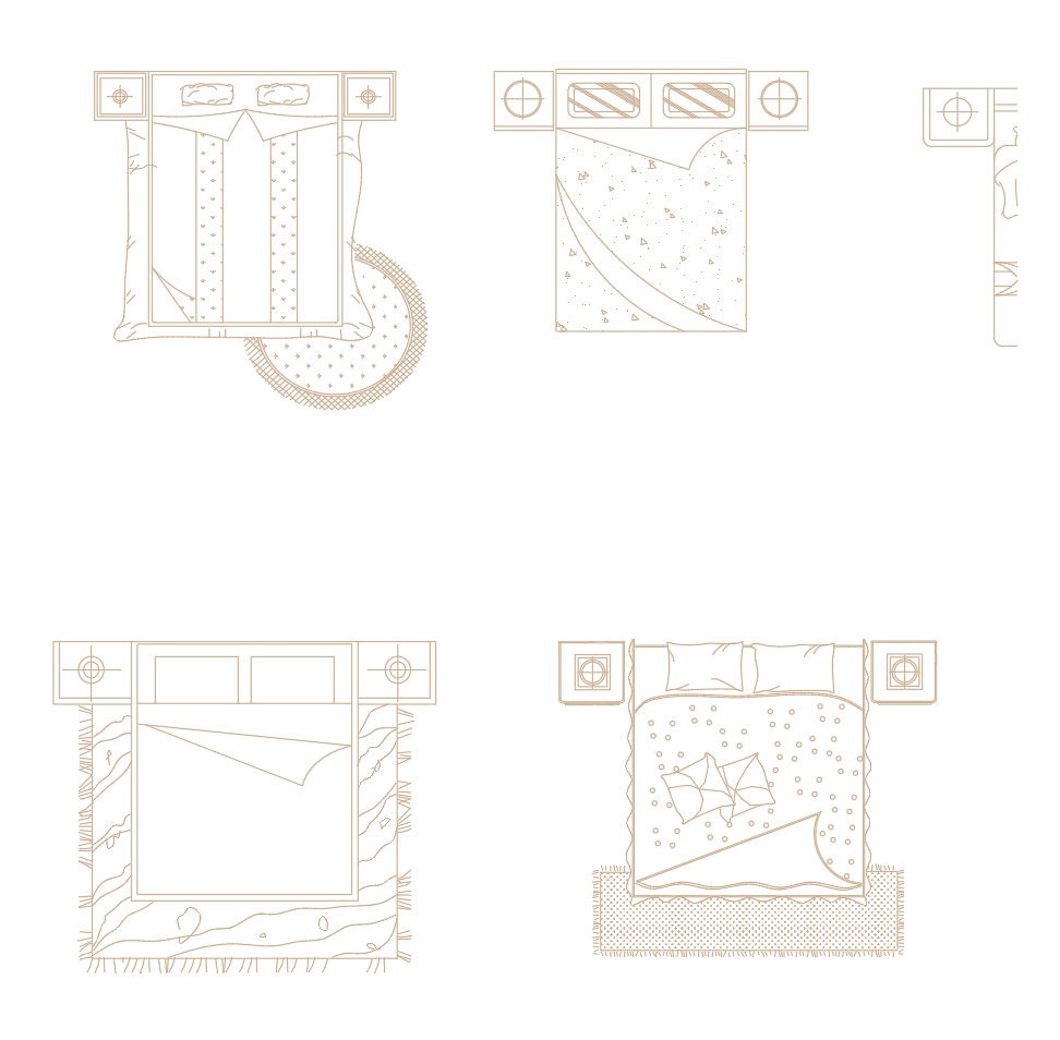 Premium Autocad Furniture Library: 38 Bed Plan Blocks - Etsy