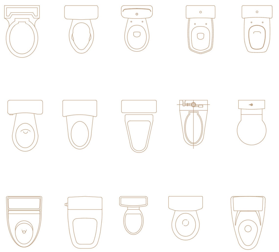 Autocad, DWG - 2D View and Plan - Bath Accessories Set 5 - Toilets - Etsy