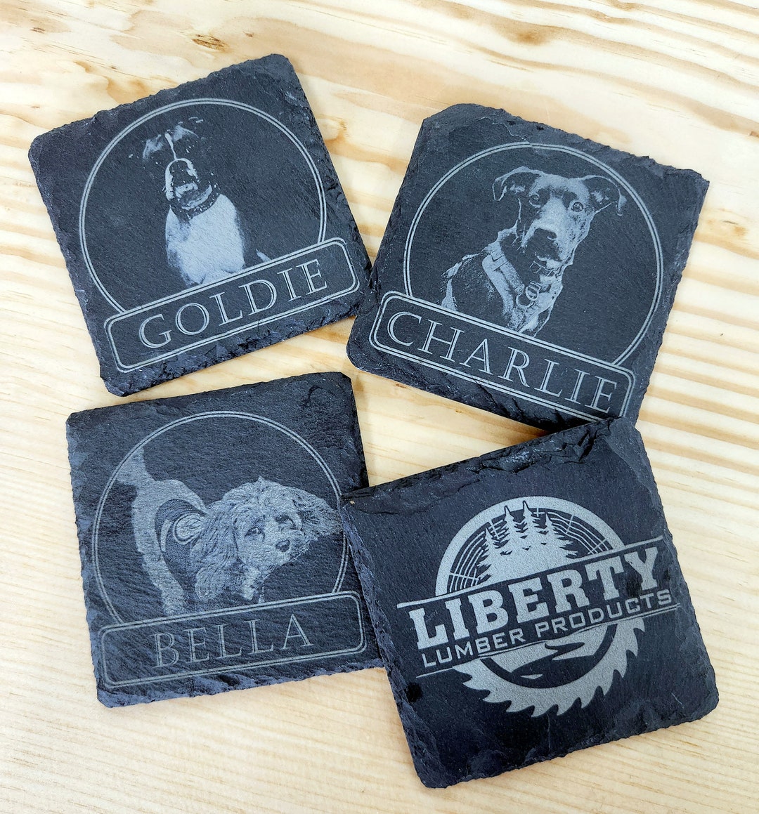 Custom Laser Engraved Slate Stone Coasters Set of 4 - Etsy