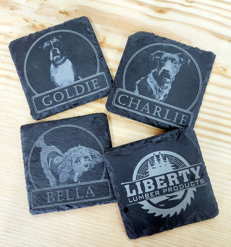 Custom Laser Engraved Slate Stone Coasters Set of 4 - Etsy