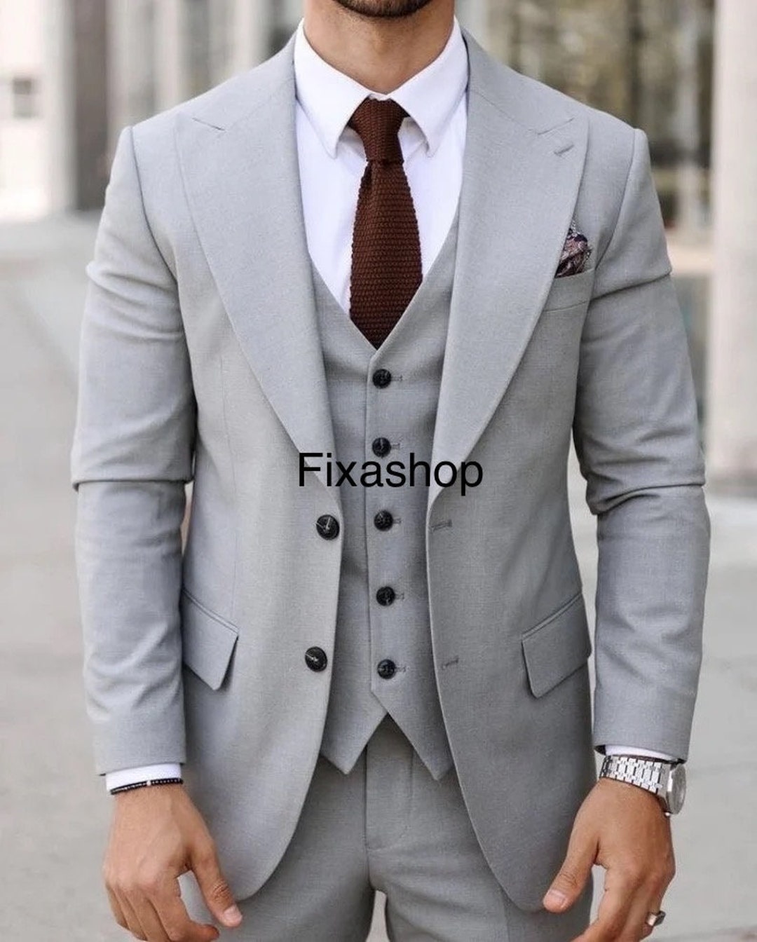 Man Gray Three Piece Suits,wedding Attire,engagement Suits,office Suit ...