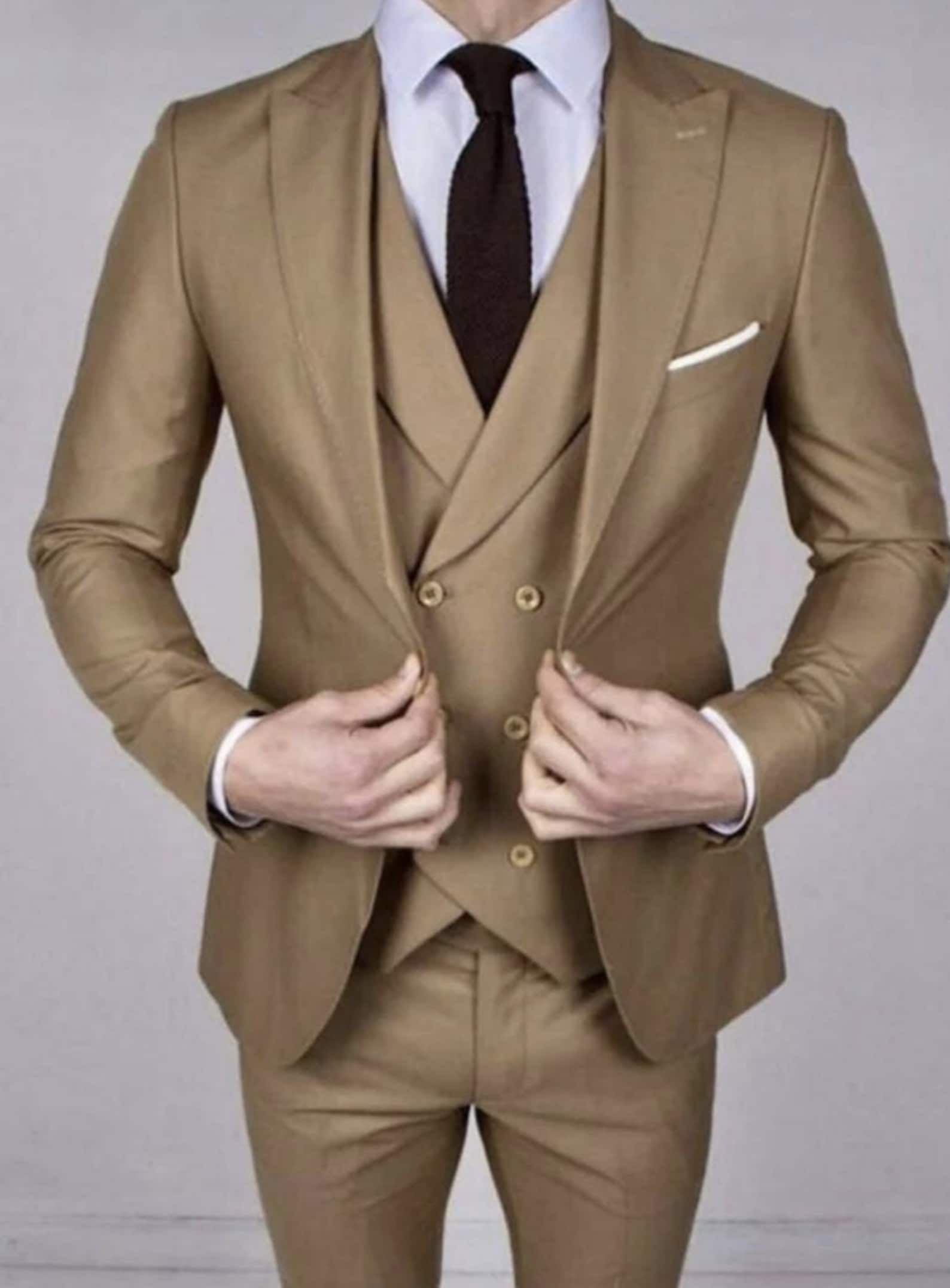 UK & US Wedding Suit, Men Rust Brown 3 Piece Wedding Suit, Formal ...