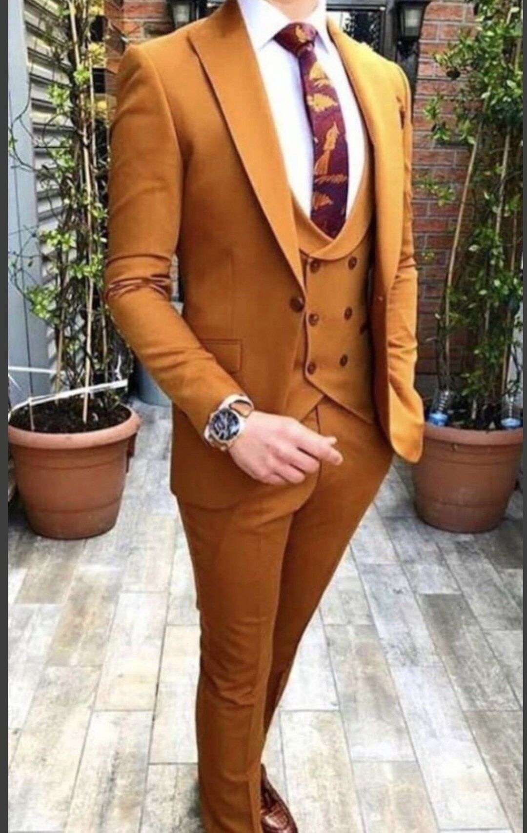 Mustard Yellow 3 Piece Suit, Men's Wedding Suit, Gromsmen Suit, Custom ...