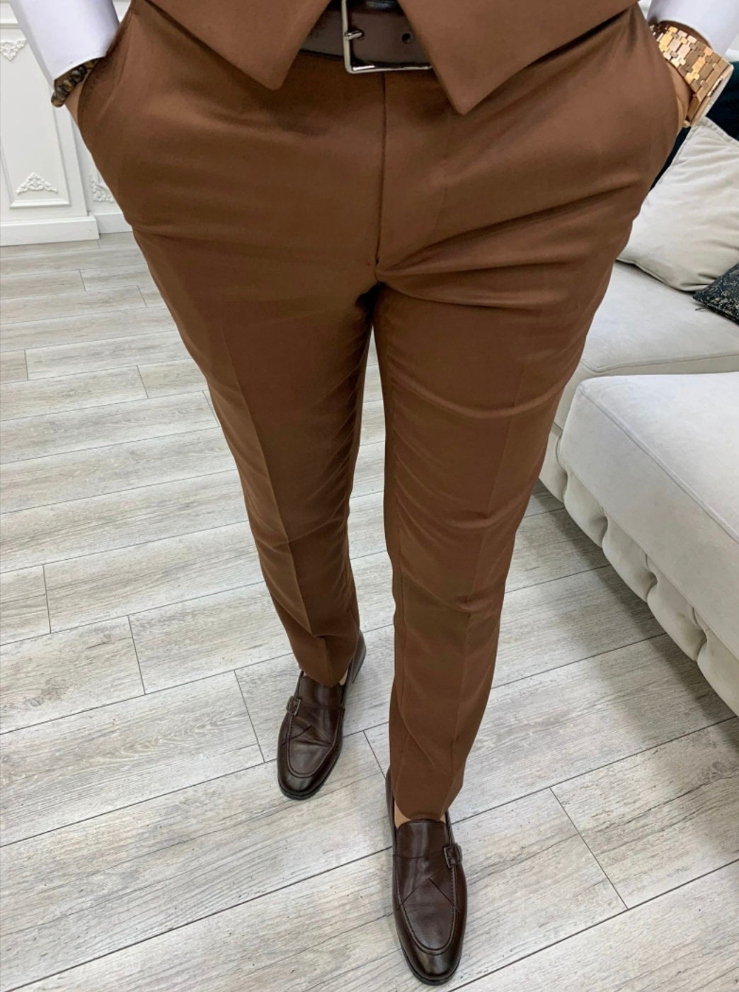 UK & US Fashion Suit, Rust Brown 3 Piece Suit, Wedding Clothes ...