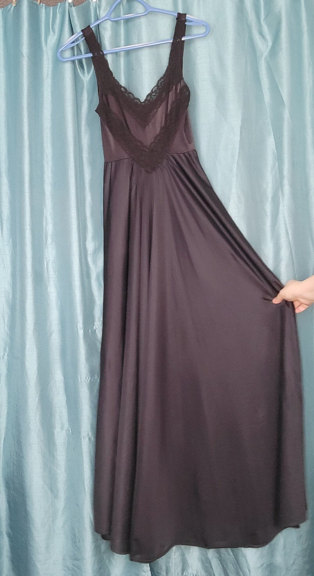Black Satin and Lace Negligee or Slip Dress - Etsy