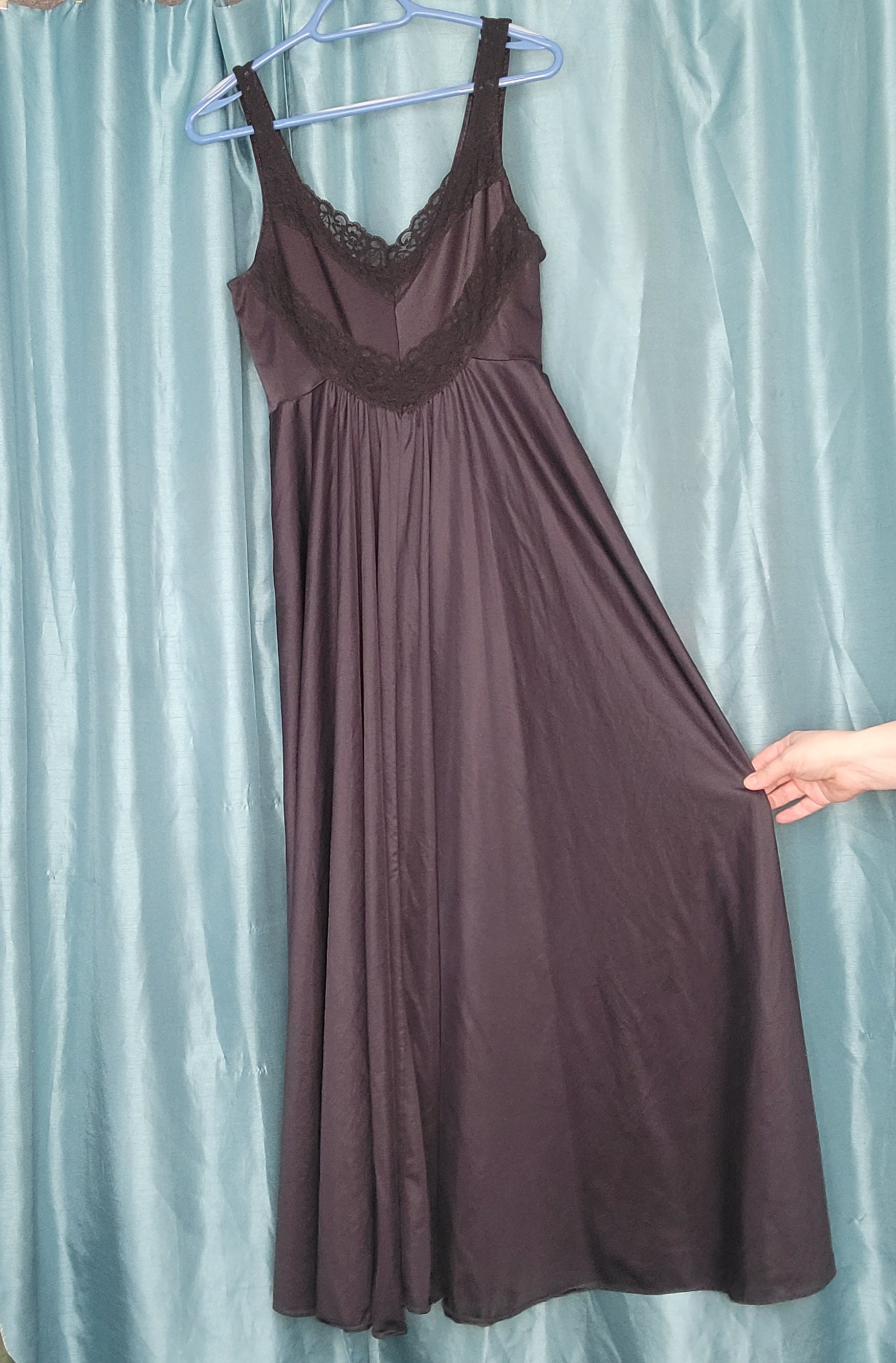 Black Satin and Lace Negligee or Slip Dress - Etsy