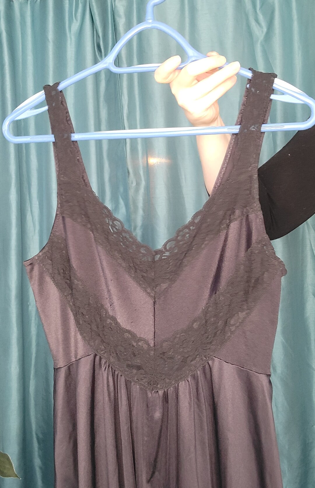 Black Satin and Lace Negligee or Slip Dress - Etsy
