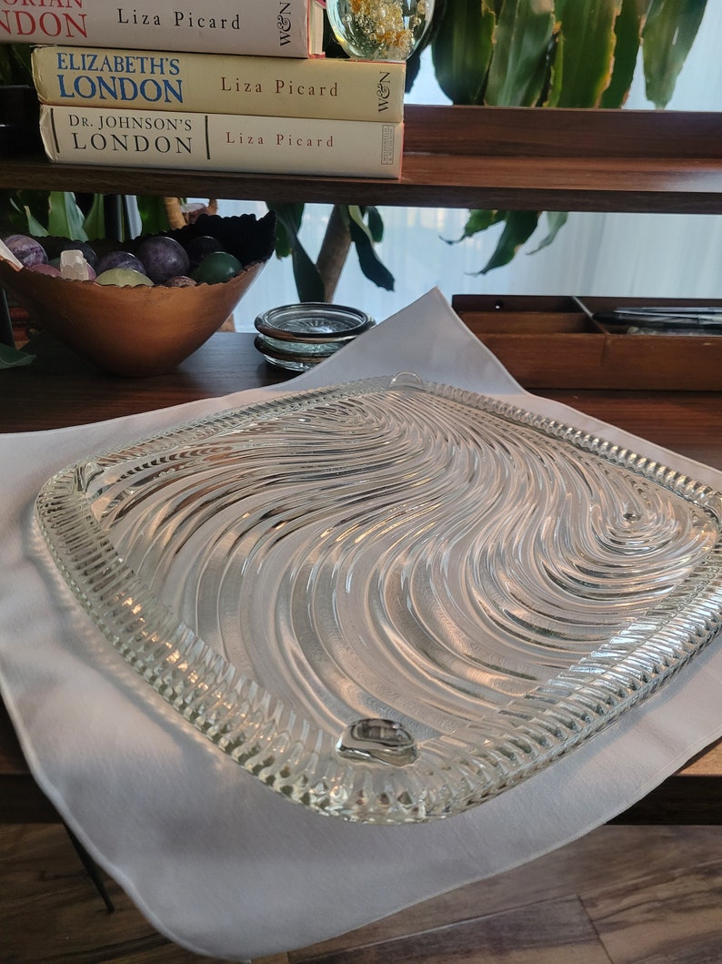 Vintage Kromex Mid Century Square Glass Cake Plate With Chrome Cover - Etsy