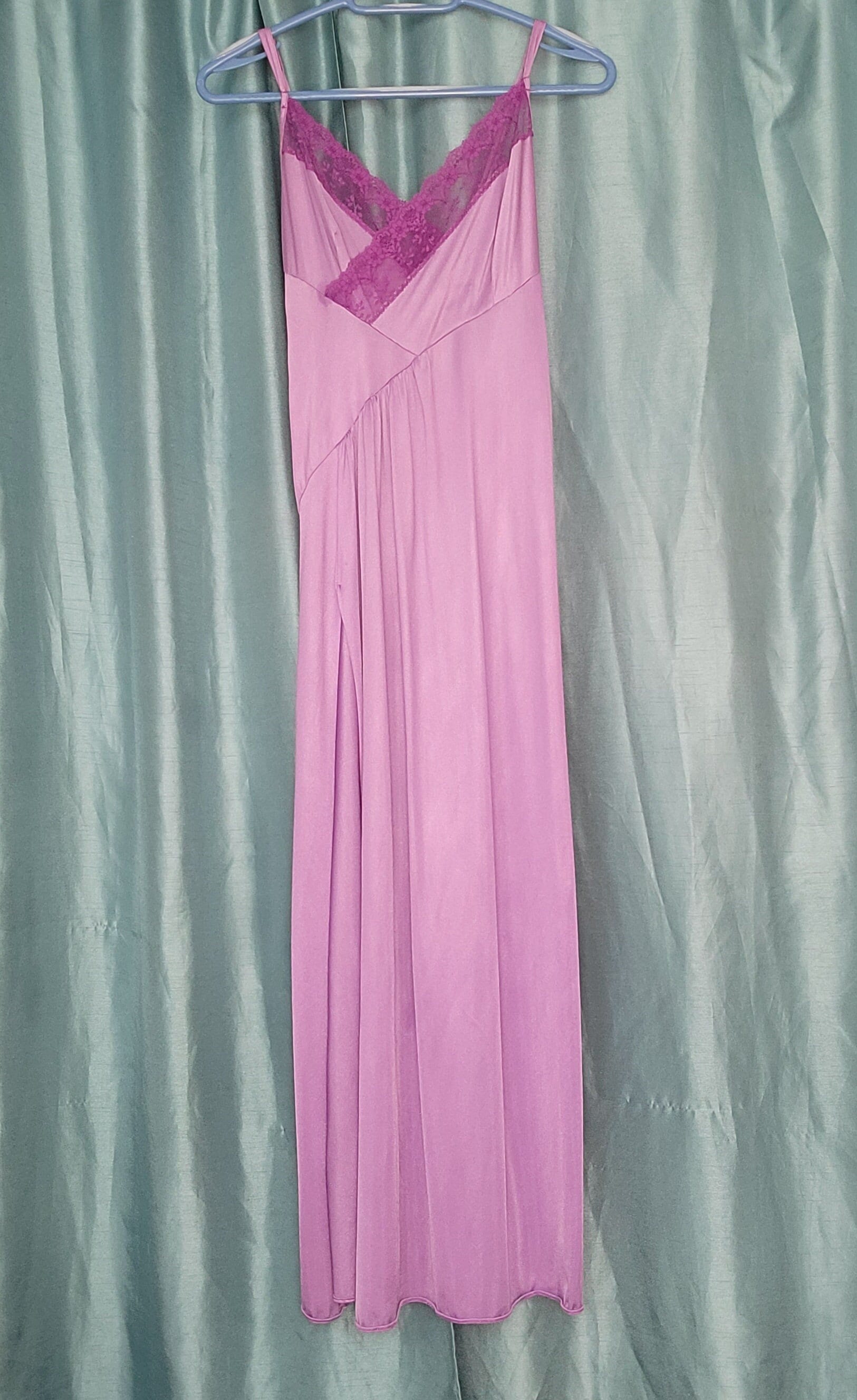 Violet Satin and Lace Negligee or Slip Dress With a High Side - Etsy