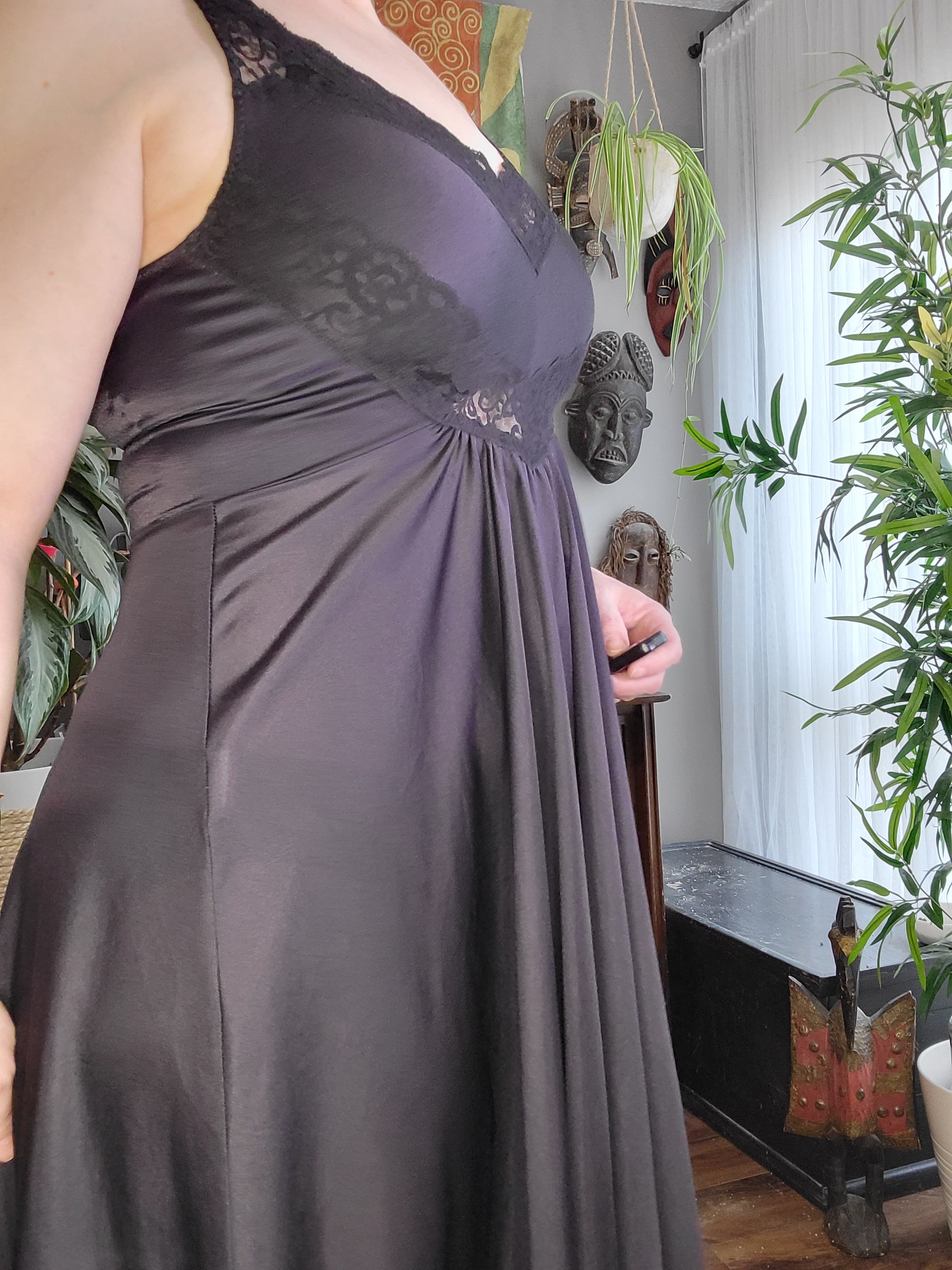 Black Satin and Lace Negligee or Slip Dress - Etsy