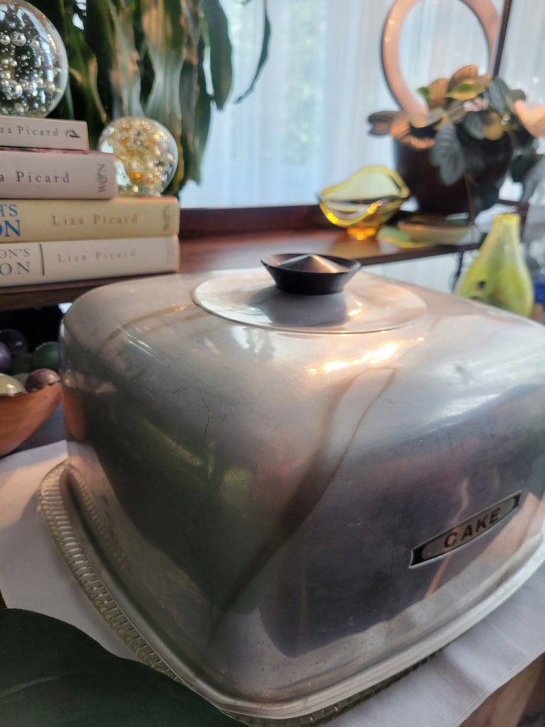 Vintage Kromex Mid Century Square Glass Cake Plate With Chrome Cover - Etsy