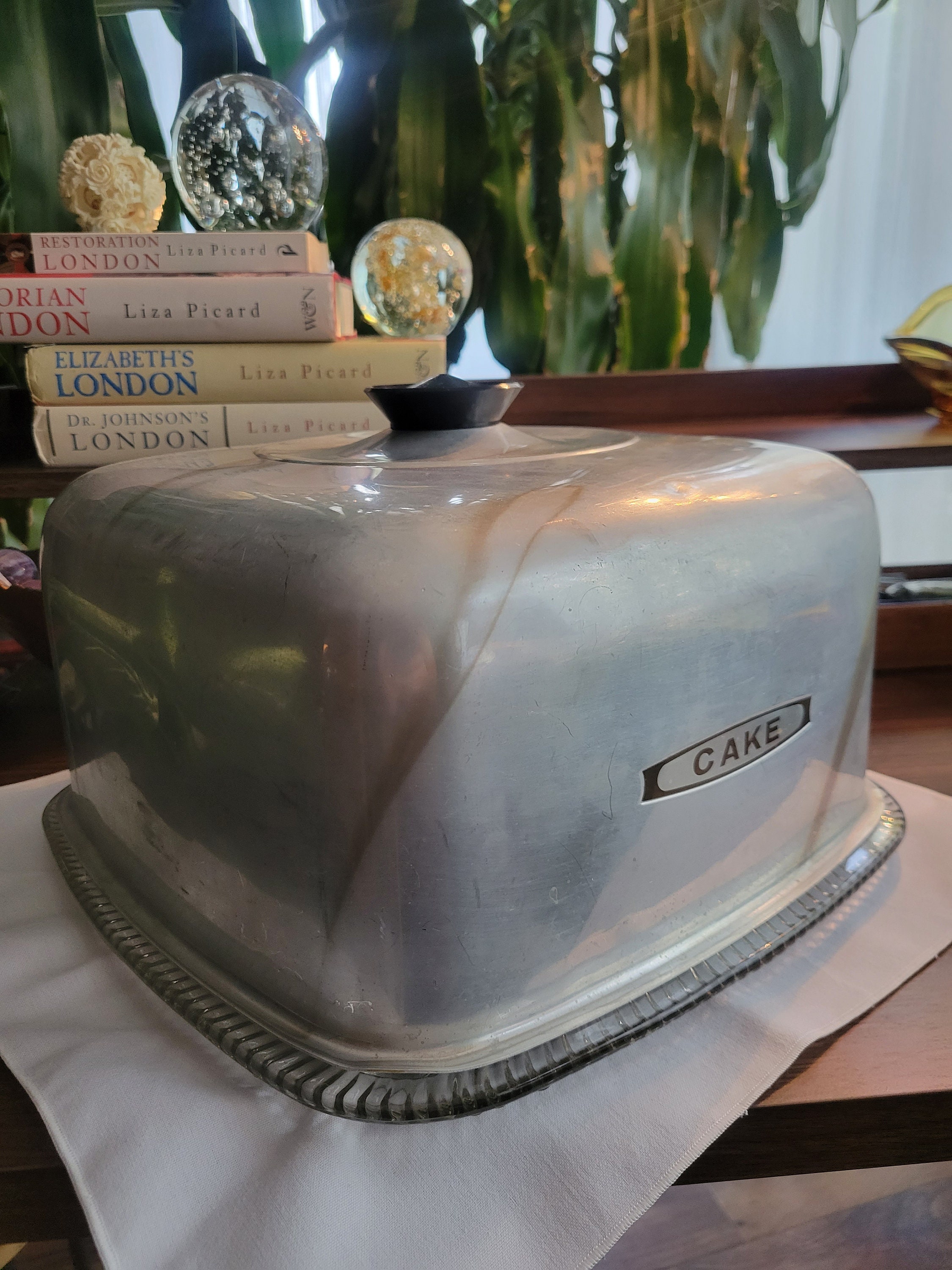Vintage Kromex Mid Century Square Glass Cake Plate With Chrome Cover - Etsy