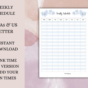 Weekly Schedule Planner Floral Printable - Etsy