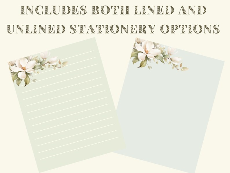 Magnolia Printable Stationery, Pen Pal, Note Paper, Decorative Writing ...