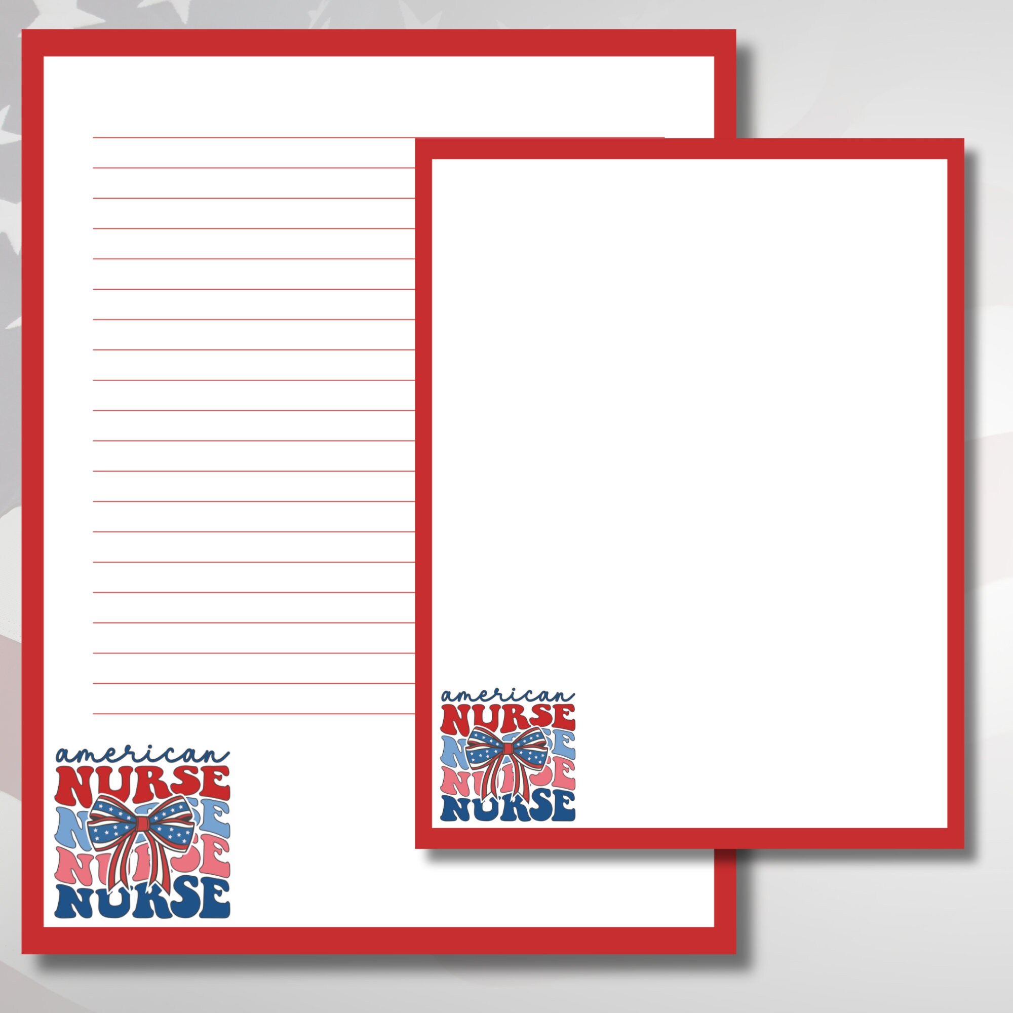 Printable Stationery Set for Nurses, American Pride, USA, Nurse ...