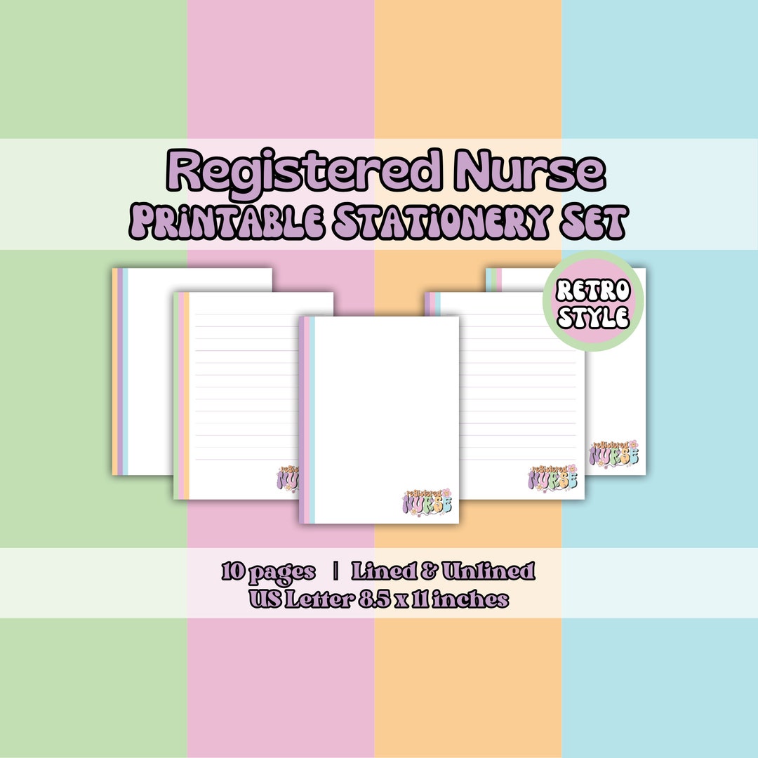 Retro Nurse Stationery Set: Printable RN Notes (8.5x11) (digital ...