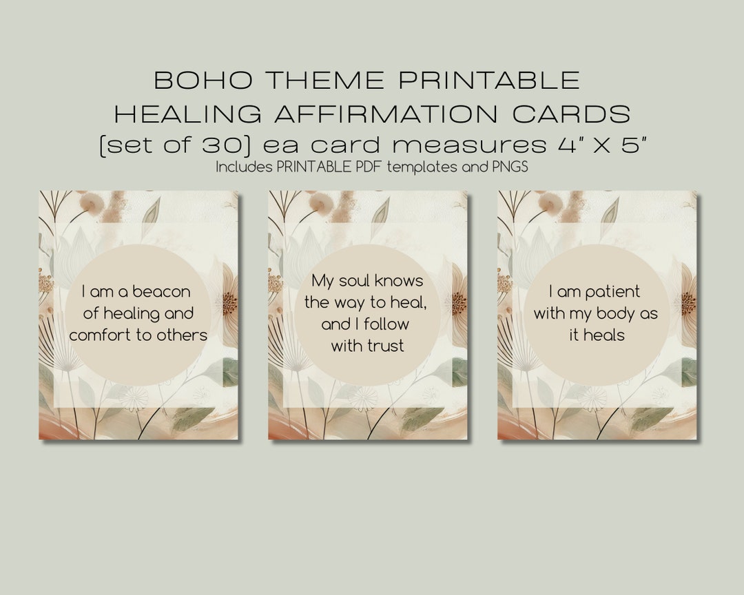 Healing Affirmation Cards, Printable Daily Affirmations, BOHO Print ...