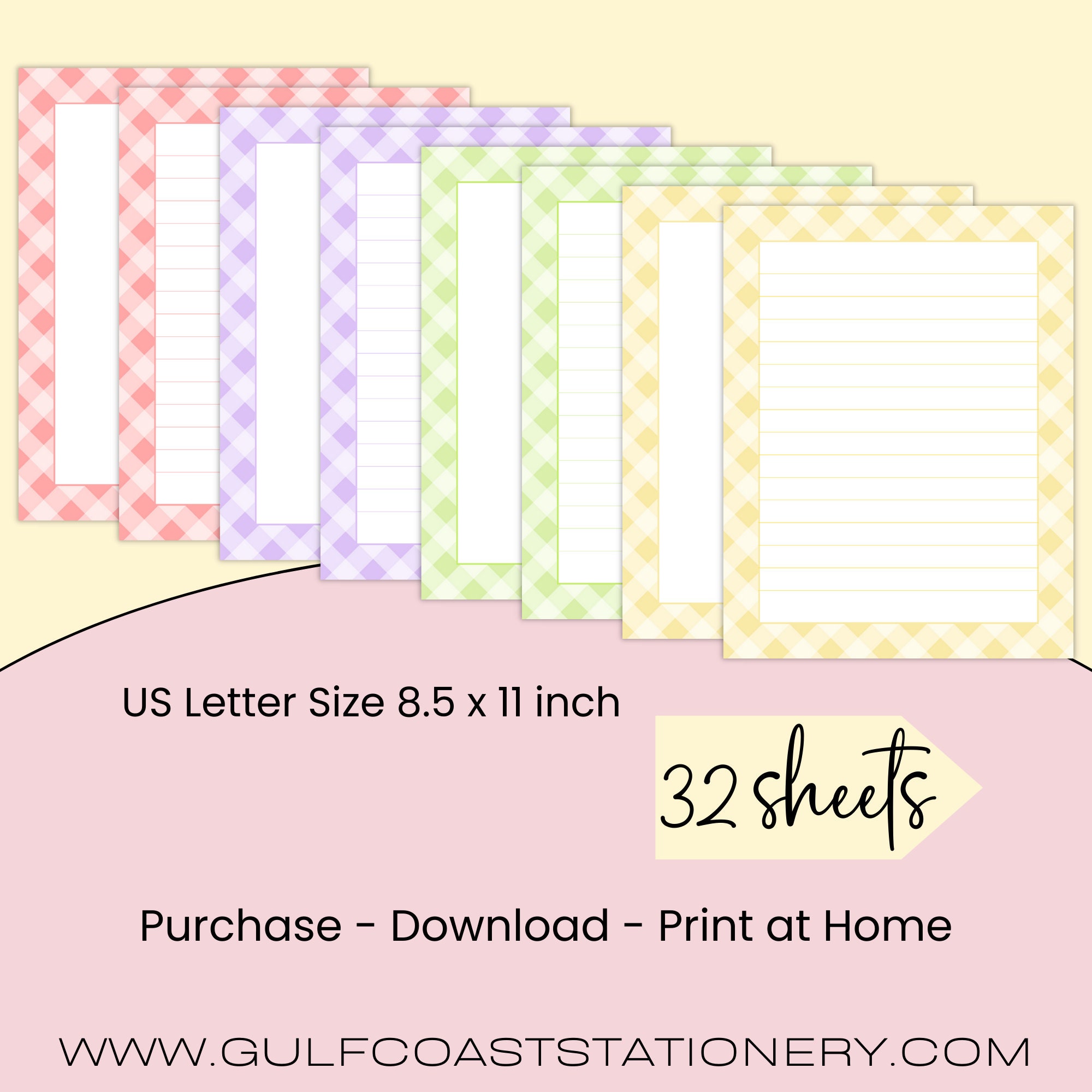 Spring Plaid Printable Stationery Set Lined Paper for Journaling and ...