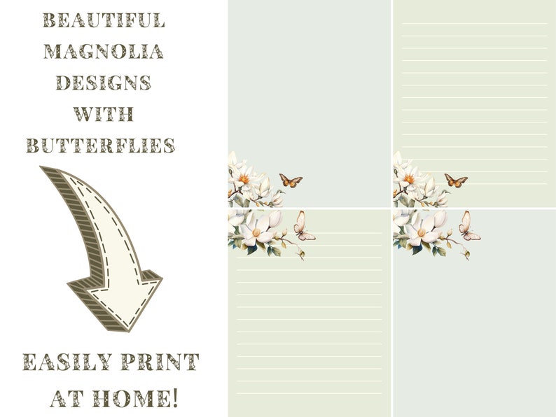 Magnolia Printable Stationery, Pen Pal, Note Paper, Decorative Writing ...