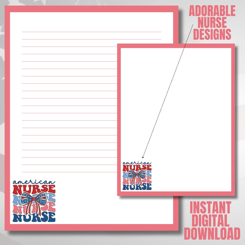 Printable Stationery Set for Nurses, American Pride, USA, Nurse ...