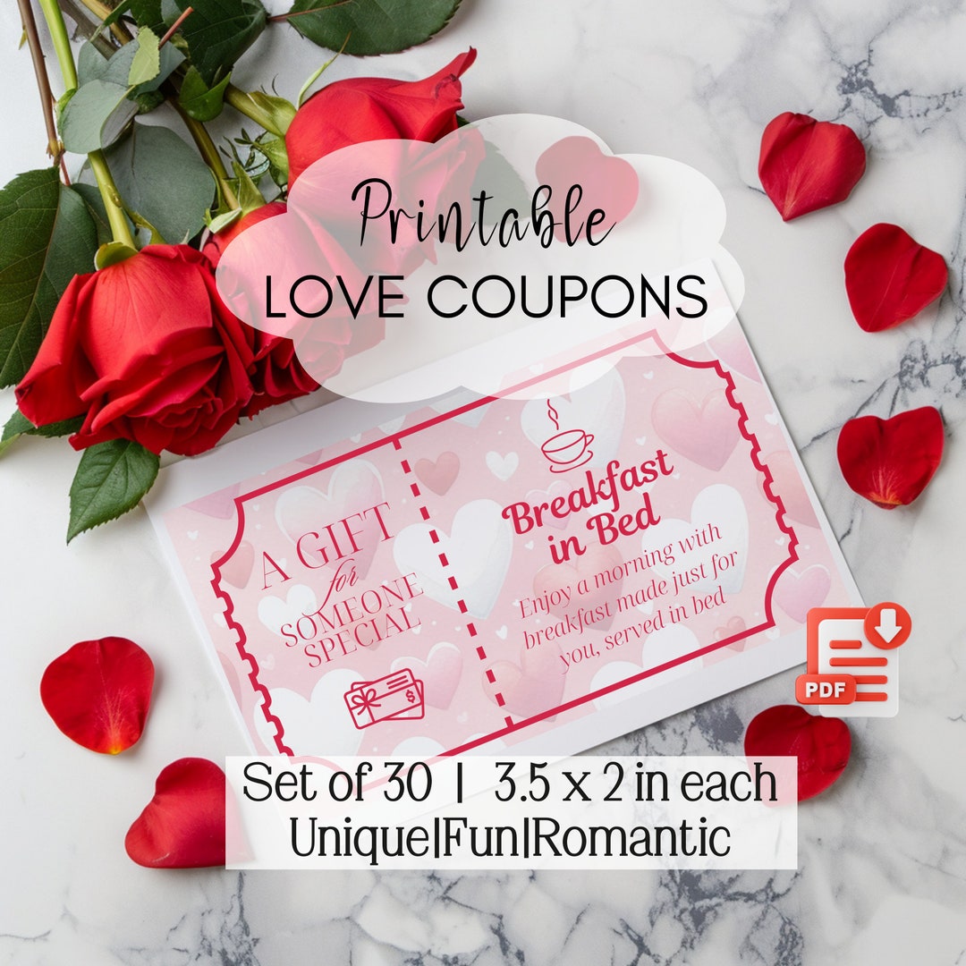 Valentine's Day Love Coupons Printable Romantic Gift for Valentine's ...