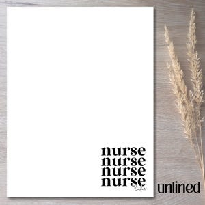 Printable Nurse Stationery: Black & White Lined Paper (digital Download ...