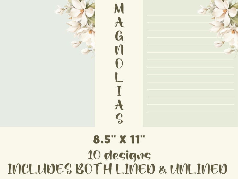 Magnolia Printable Stationery, Pen Pal, Note Paper, Decorative Writing ...