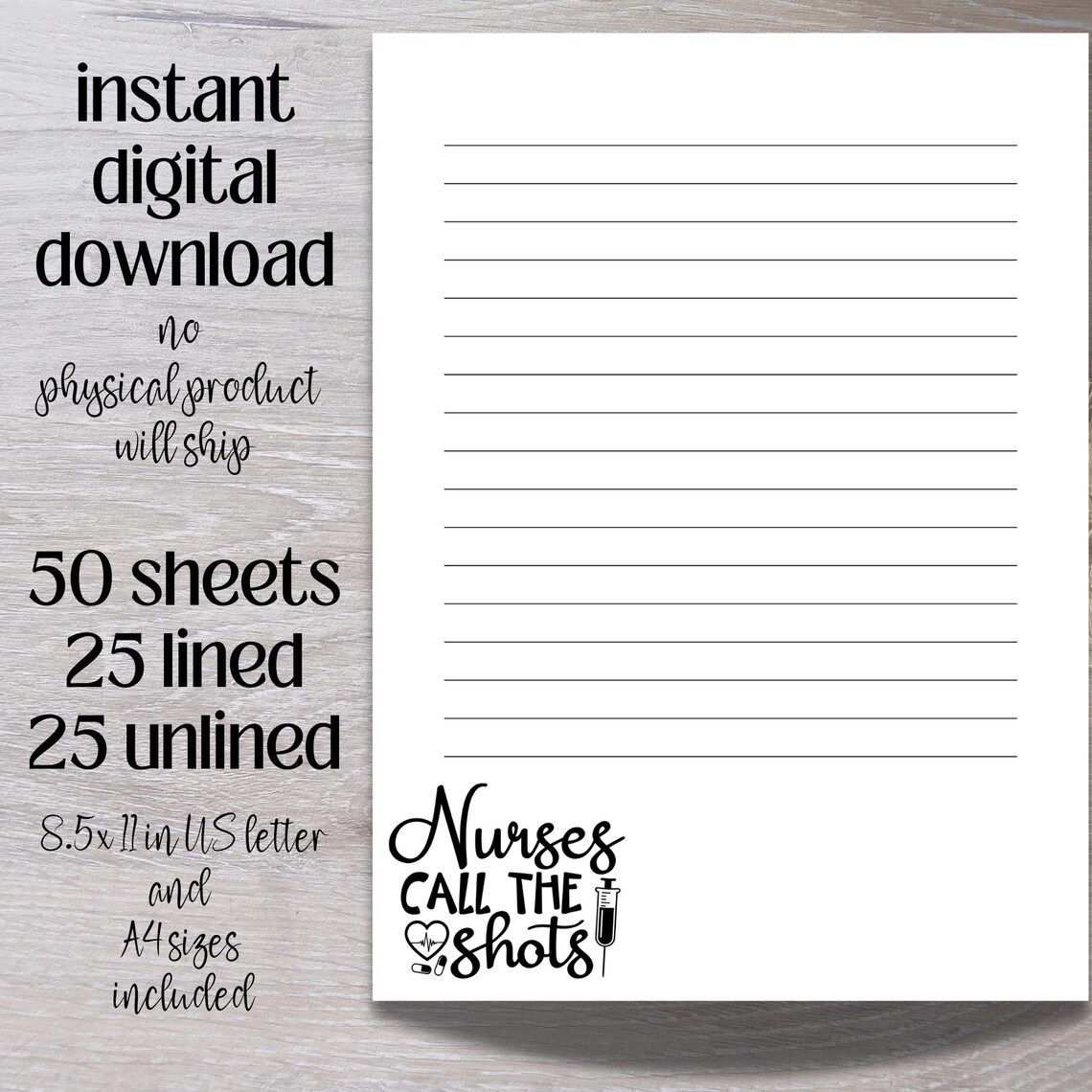 Printable Stationery for Nurse, Writing Paper, RN, LPN, NP, Quotes, A4 ...