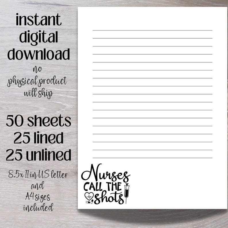 Printable Stationery for Nurse, Writing Paper, RN, LPN, NP, Quotes, A4 ...