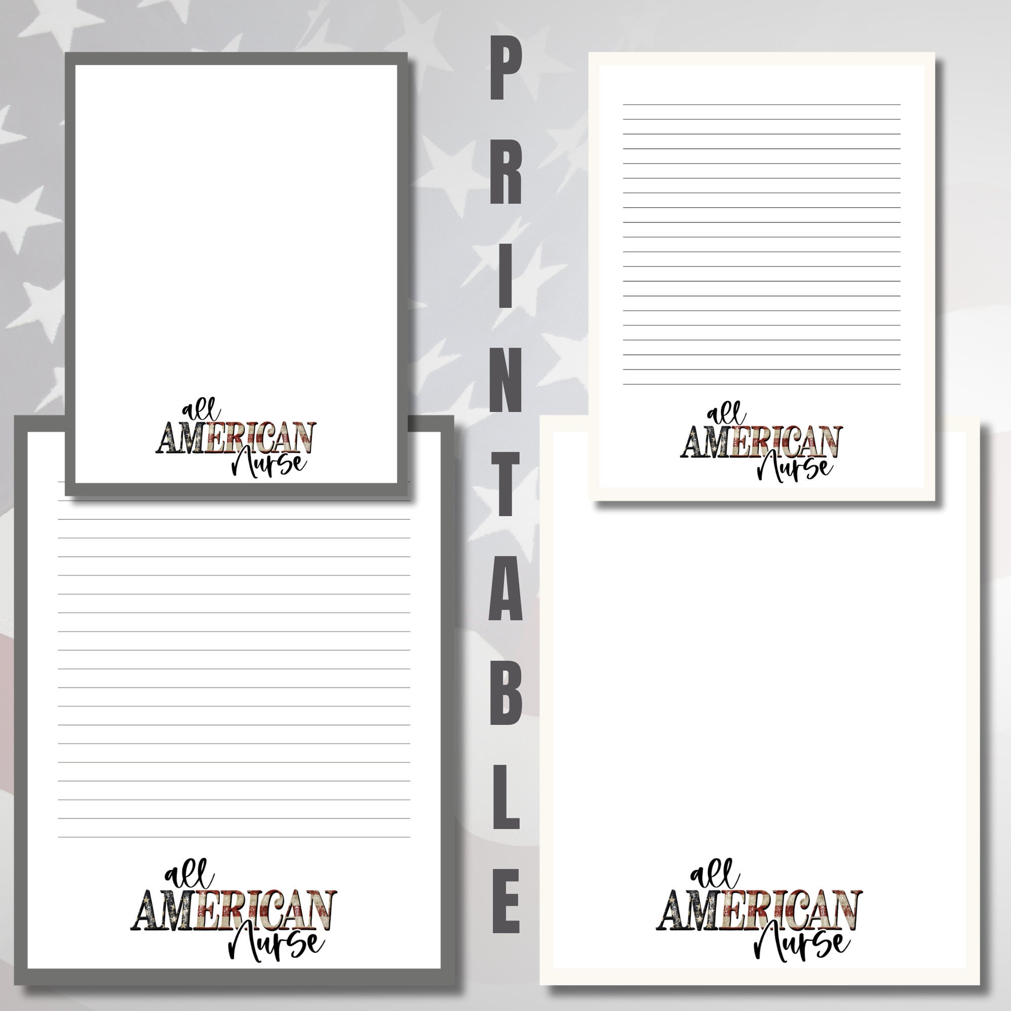 Printable Stationery Set for Nurses, American Pride, USA, Nurse ...
