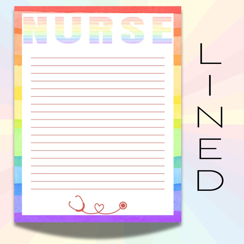 Rainbow Nurse Stationery Set: Printable Letter Writing Paper (digital ...