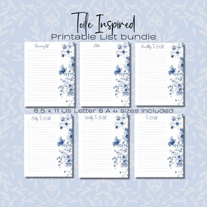 Printable TO-DO List Bundle, Toile Inspired Design, Grocery List, Daily ...