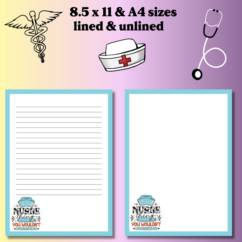 Printable Stationery for Nurses, Nurse Stationery Set, Digital ...