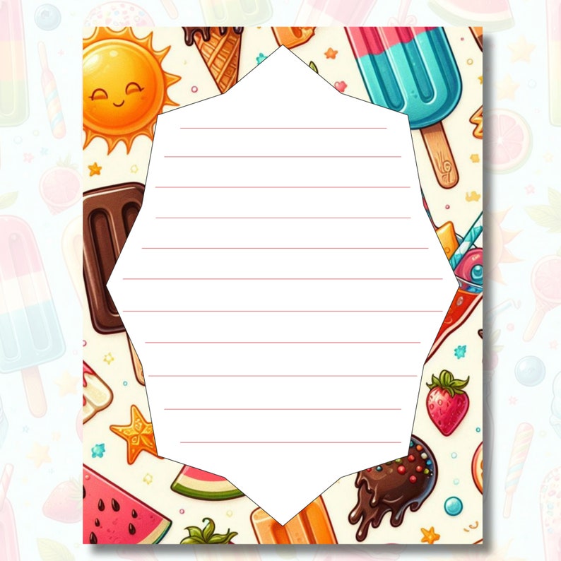 Printable Stationery Set for Kids, Summer Theme, Letter Writing, Pen ...