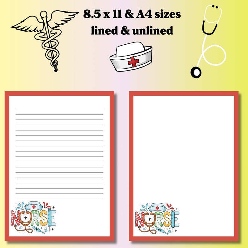 Printable Stationery for Nurses, Nurse Stationery Set, Digital ...