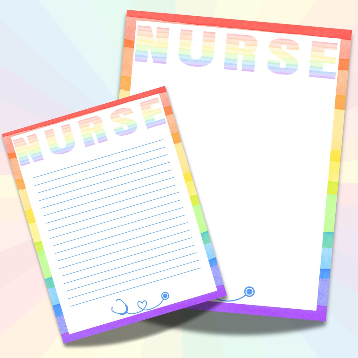 Rainbow Nurse Stationery Set: Printable Letter Writing Paper (digital ...