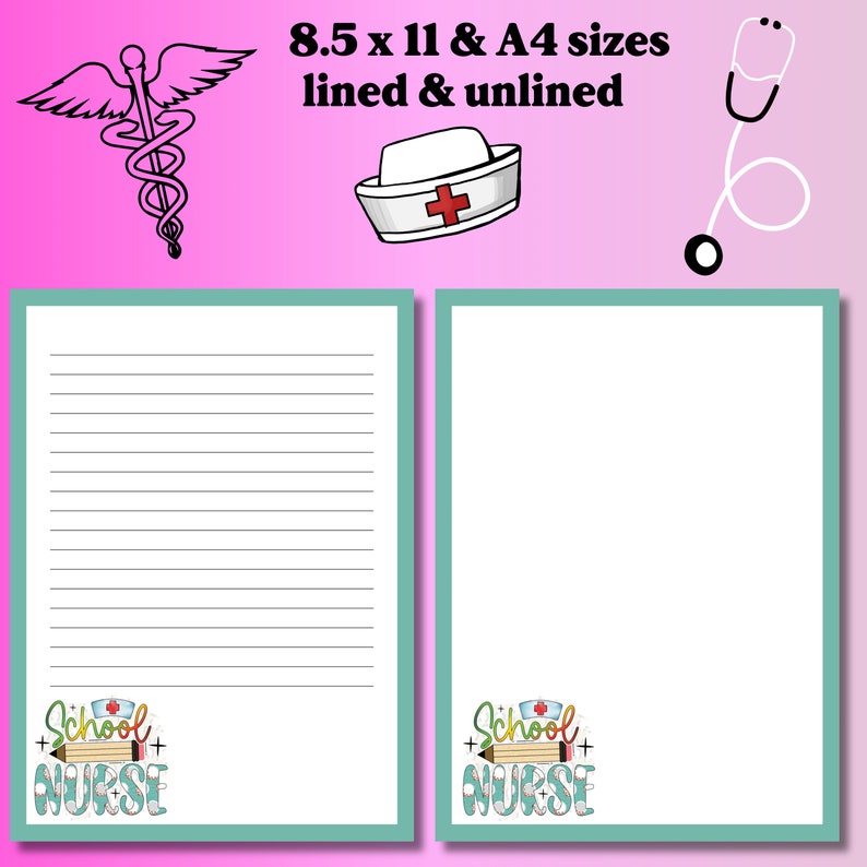 Printable Stationery for Nurses, Nurse Stationery Set, Digital ...