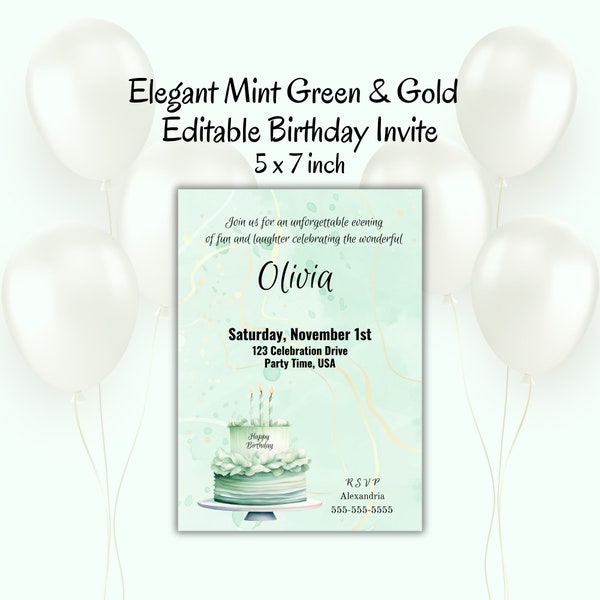 Mint Invitation - Etsy