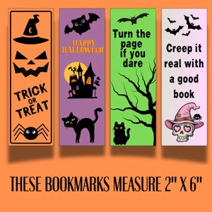 Halloween Bookmarks, Printable, Digital Bookmarks, Reading Accessories ...