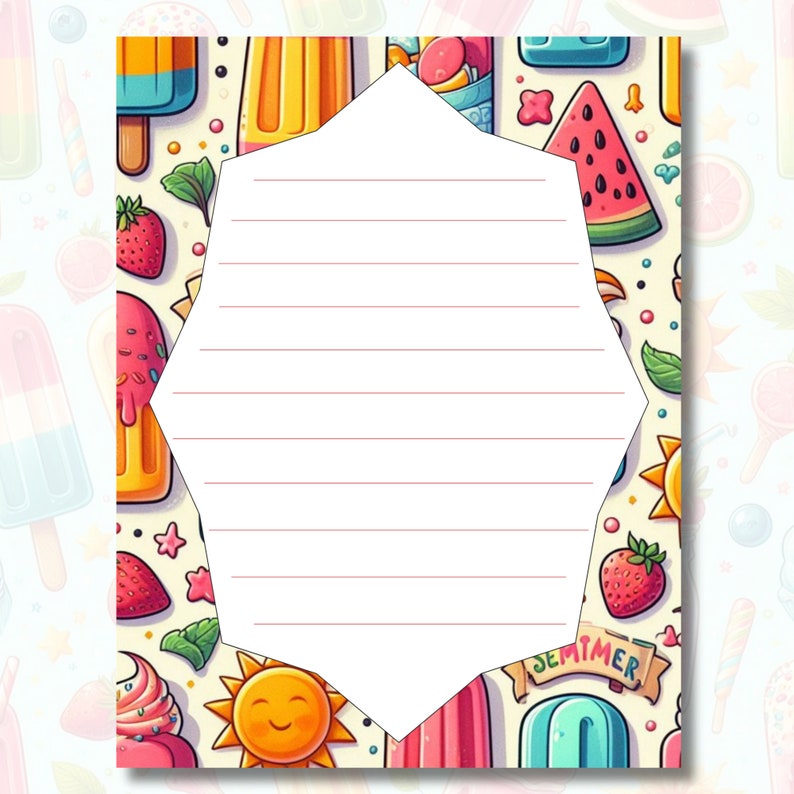 Printable Stationery Set for Kids, Summer Theme, Letter Writing, Pen ...
