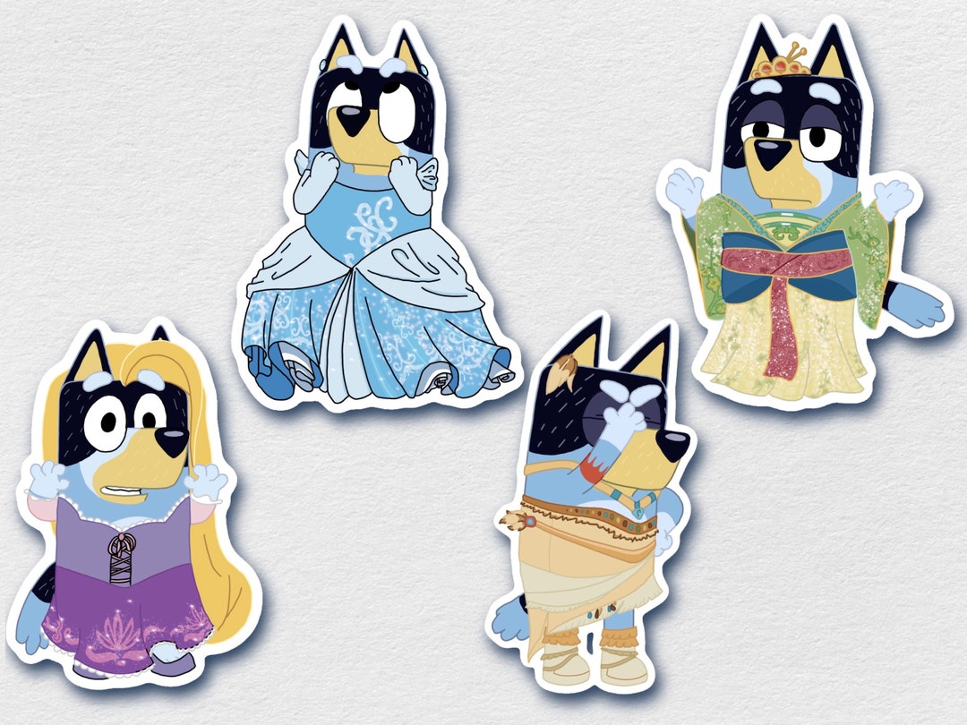 Bluey Bandit Disney Princesses Stickers set 2 - Etsy