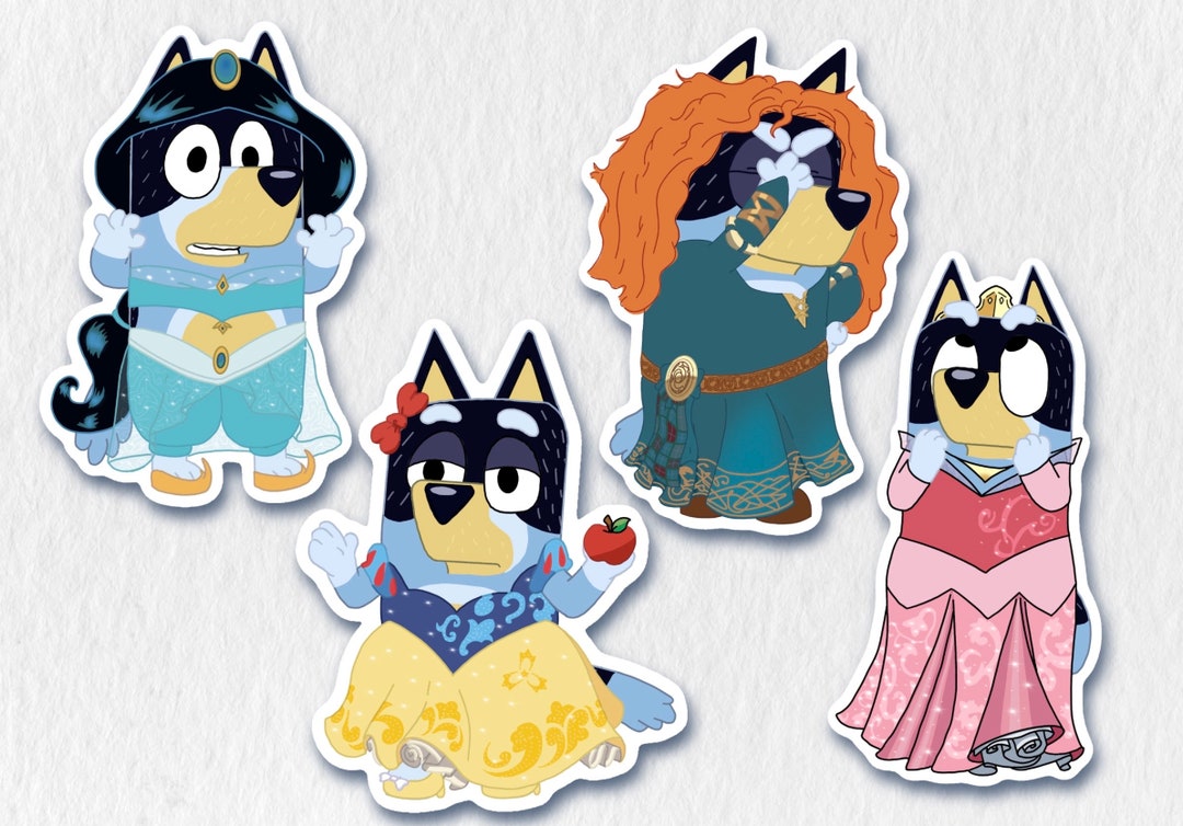Bluey Bandit Disney Princesses Stickers set 3 - Etsy
