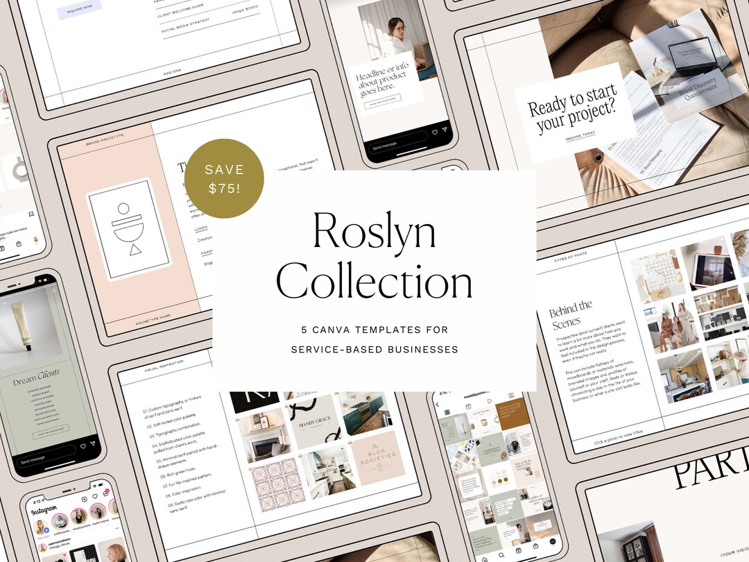 Roslyn Bundle Clean Editorial Templates | Canva Template for Service ...